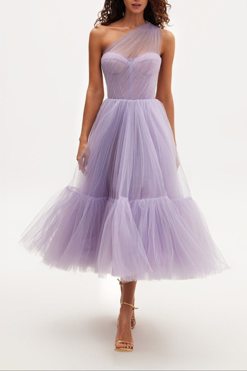Lavender One-Shoulder Cocktail Tulle Dress – sis label