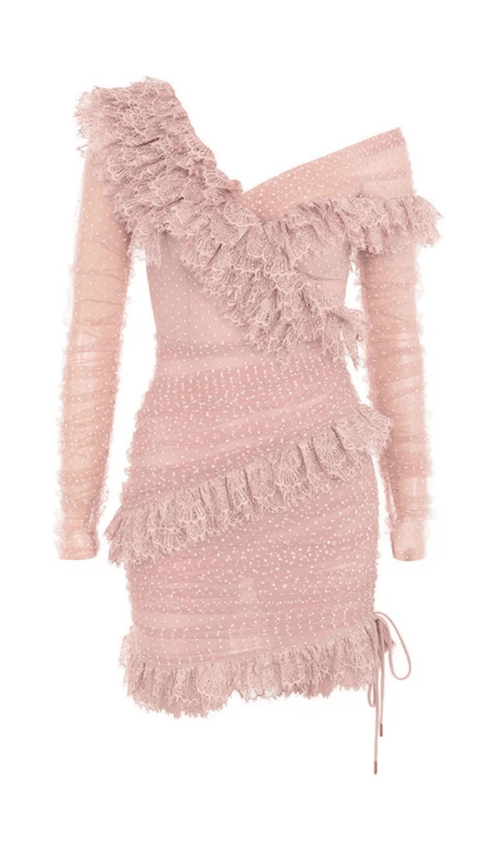 BLUSH LACE FRILL MINI DRESS – sis label
