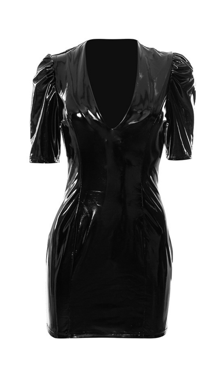 Leather V-neck dress – sis label